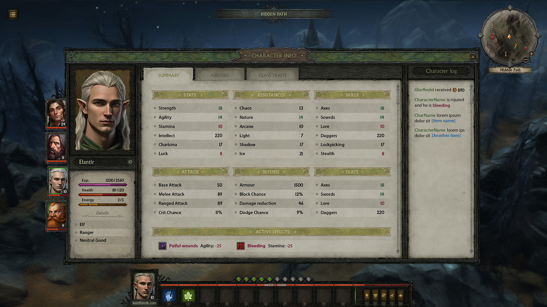 Dark Fantasy RPG UI – Semilistnik